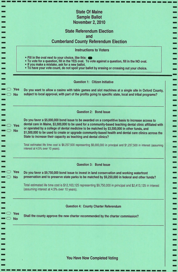 Maine 2010 ballot measures - Ballotpedia