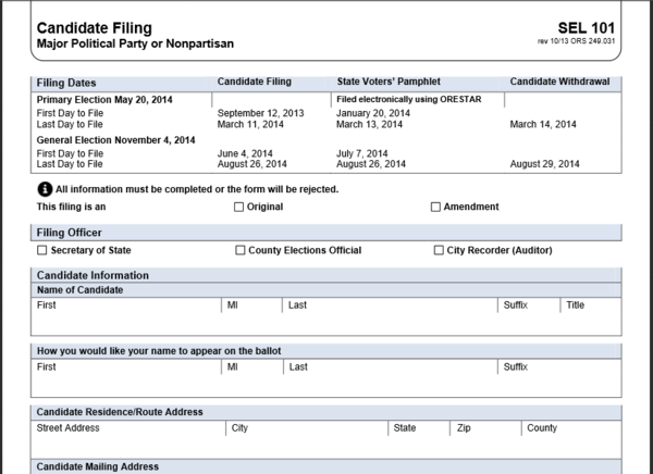 Ballot access requirements for political candidates in Oregon - Ballotpedia