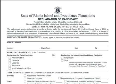 Ballot access requirements for political candidates in Rhode Island ...
