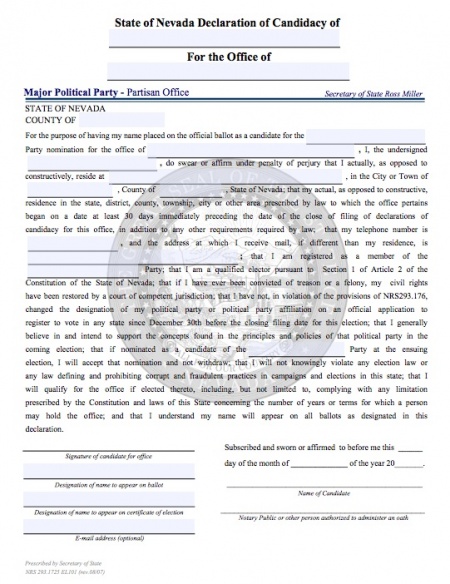 Ballot access requirements for political candidates in Nevada - Ballotpedia